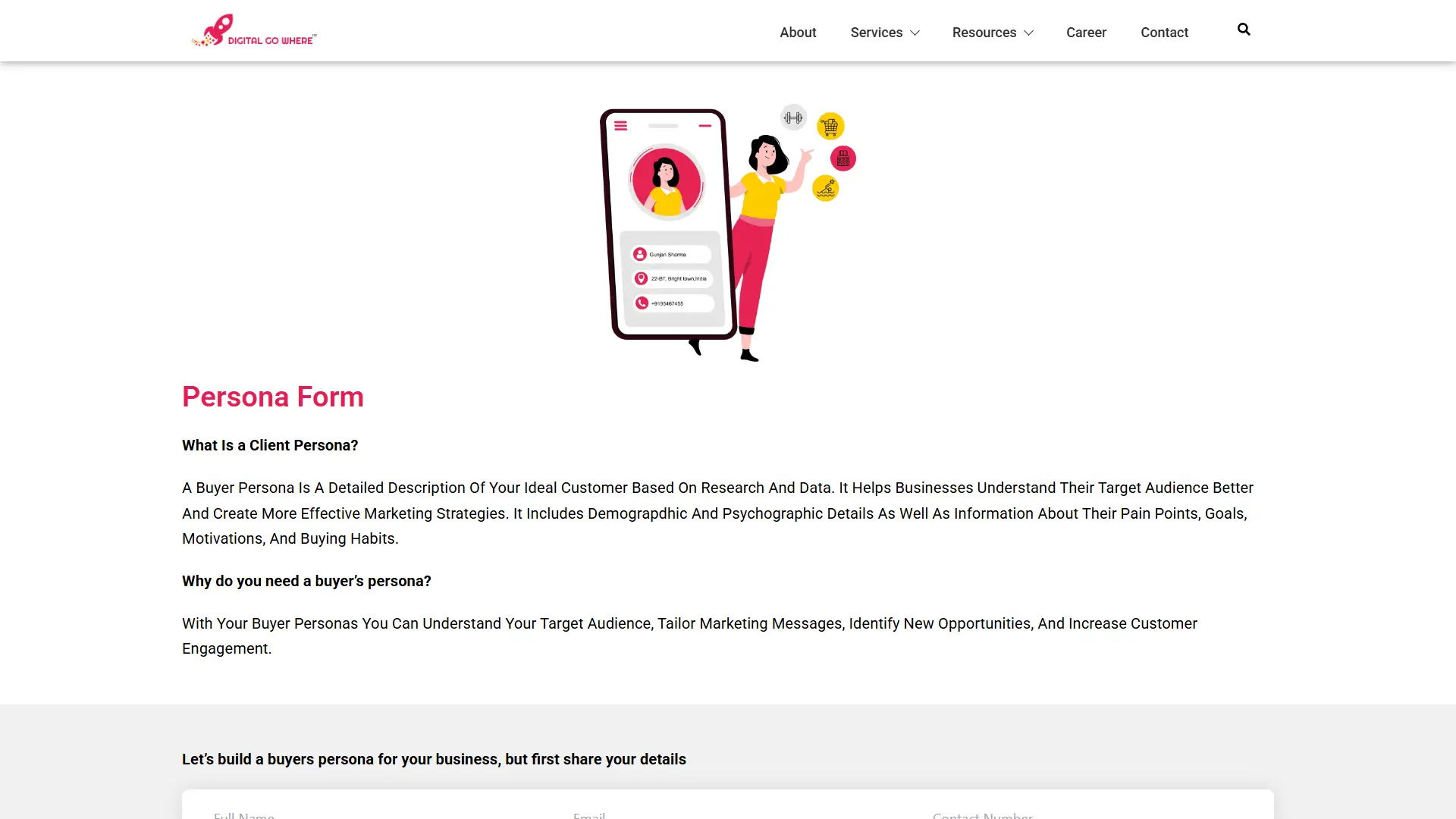 Customer Persona Builder Form - Digital Go Where